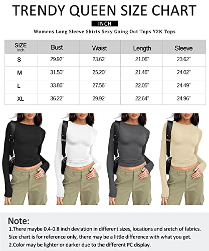 Trendy Queen Long Sleeve Shirts for Women Fall Clothes Fashion 2023 Going Out Tops Long Sleeve Crop Tops Sweaters Workout Basic Cute Y2K Shirts Winter Clothes Teen Girls Black