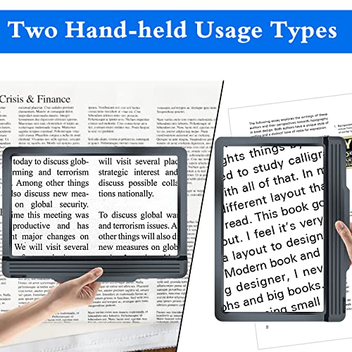 NZQXJXZ 5X Large Magnifying Glass for Reading Rechargeable Full Book Page Magnifier 6x9 Book Lights Magnifiers with 43 Ultra Bright LED Light Lightweight for Low Eyesight Person and Seniors to Read