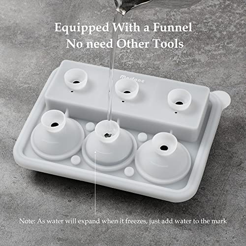 Ice Cube Tray, Morfone Silicone Round Ice Ball Mold& Square Large Ice Mold Combo with Lid, Funnel Design Easy-Release Reusable Ice Ball Maker for Whiskey, Cocktail, Bourbon, Homemade Drinks