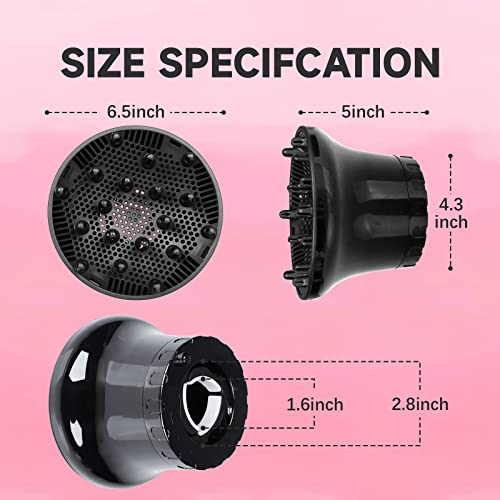 Diffuser Attachment For Hair Dryer, Diffuser Hair Dryer, Hair Diffuser For Curly Hair, Universal Blow Hair Dryer Defuzzer for Curly Wavy Women for 1.4-2.4'' Nozzle, Anniversary Birthday Gifts for Her