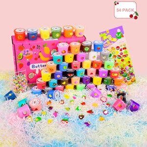 Slime Kit with 54 Pack Mini Butter Slime,Non-Sticky and Super Soft, for Girls 10-12, Fruit Party Favors Kids,Birthday Gift, DIY Putty Toy Boys