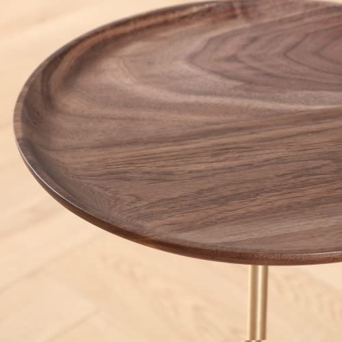 COZYMATIC Castiglia Small Round Side Table, Accent Pedestal Coffee Table with Wood Table Top, Small Drink Table, Sofa Table for Living Room, Bedroom, and Small Space (Walnut)