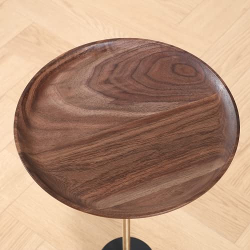 COZYMATIC Castiglia Small Round Side Table, Accent Pedestal Coffee Table with Wood Table Top, Small Drink Table, Sofa Table for Living Room, Bedroom, and Small Space (Walnut)