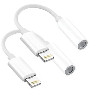 2 Pack [Apple MFi Certified] for iPhone 3.5mm Headphones Adapter, Lightning to 3.5 mm Headphone/Earphone Jack Audio Aux Adapter Dongle Compatible with iPhone 14 13 12 11 Pro XR XS Max X 8 7