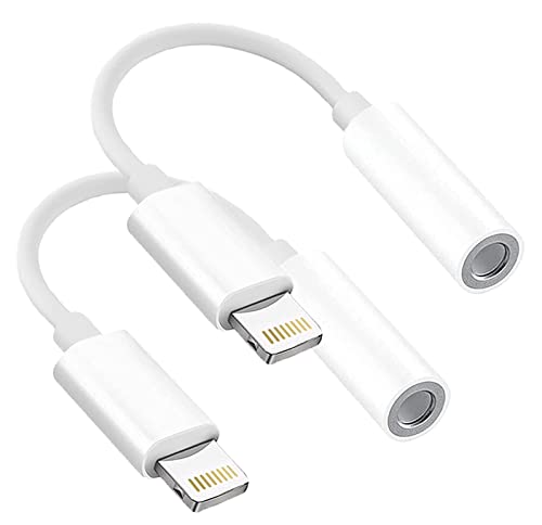 2 Pack [Apple MFi Certified] for iPhone 3.5mm Headphones Adapter, Lightning to 3.5 mm Headphone/Earphone Jack Audio Aux Adapter Dongle Compatible with iPhone 14 13 12 11 Pro XR XS Max X 8 7