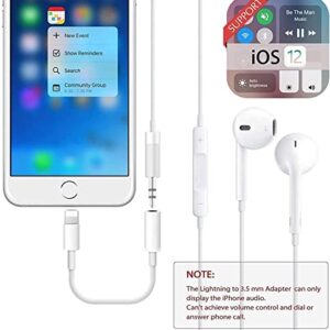 2 Pack [Apple MFi Certified] for iPhone 3.5mm Headphones Adapter, Lightning to 3.5 mm Headphone/Earphone Jack Audio Aux Adapter Dongle Compatible with iPhone 14 13 12 11 Pro XR XS Max X 8 7