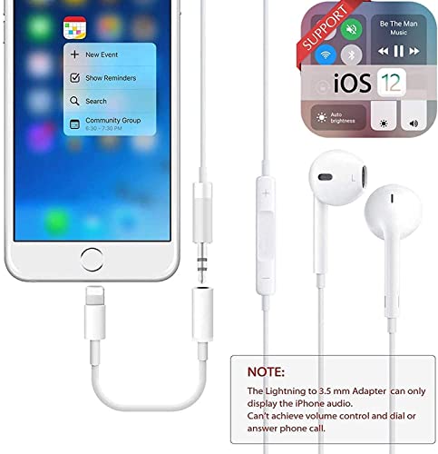 2 Pack [Apple MFi Certified] for iPhone 3.5mm Headphones Adapter, Lightning to 3.5 mm Headphone/Earphone Jack Audio Aux Adapter Dongle Compatible with iPhone 14 13 12 11 Pro XR XS Max X 8 7