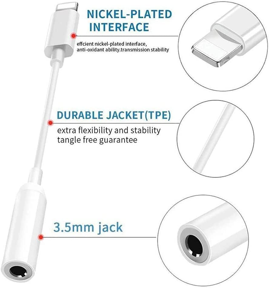 2 Pack [Apple MFi Certified] for iPhone 3.5mm Headphones Adapter, Lightning to 3.5 mm Headphone/Earphone Jack Audio Aux Adapter Dongle Compatible with iPhone 14 13 12 11 Pro XR XS Max X 8 7