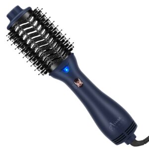 One Step Hair Dryer & Volumizing Hot Air Brush, Aima Beauty Hair Blow Dryer Brush, Ceramic Straightener Brush, Curler & Hot Comb 4 in 1 Salon Ionic Hair Brush, Prussian Blue