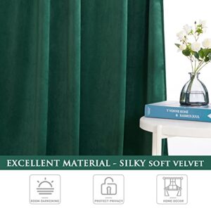 StangH Pine Green Velvet Curtains 96 inches Long, Room Darkening Window Drapes Elegant Home Decoration for Bedroom/Party Backdrop/Dining Room, W52 x L96, 2 Panels