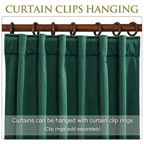 StangH Pine Green Velvet Curtains 96 inches Long, Room Darkening Window Drapes Elegant Home Decoration for Bedroom/Party Backdrop/Dining Room, W52 x L96, 2 Panels