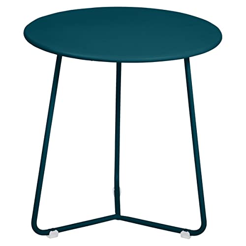 Fermob - Cocotte Occasional Table - Modern Steel Side Table for Playful Living Spaces - Lightweight & Moveable - H 13.5in - Acapulco Blue