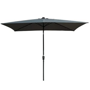 Overstock 10' X 6' Powder-Coated Steel Patio Umbrella Outdoor Market LED Lights with Crank and Button Tilt Brown