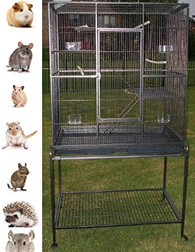 54" Large Deluxe and Sturdy Wrought Iron 4-Tiers Tight 1/2-inch Bar Spacing for Ferret Chinchilla Sugar Glider Mice Rat Cage with Detachable Rolling Stand (BlackVein, 54")