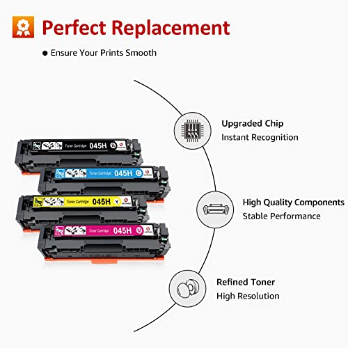 045H Toner MF634cdw Replacement for Canon 045H 045 Toner Cartridge CRG-045H for Canon Color ImageCLASS MF634Cdw MF632Cdw LBP612Cdw LBP612C MF632C 634C LBP612 MF632 MF634 Printer (4 Pack)