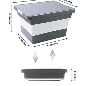 Beinilai Collapsible Storage Bins with lids,26 Qt Plastic Storage Bin Containers Tote Organizing with Secure Buckles，Suitable for Family Outdoor Multi-scene,Grey