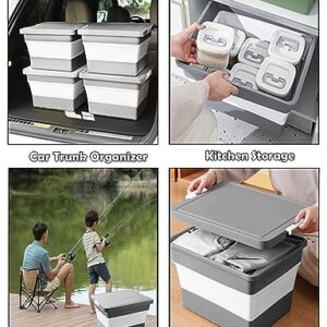 Beinilai Collapsible Storage Bins with lids,26 Qt Plastic Storage Bin Containers Tote Organizing with Secure Buckles，Suitable for Family Outdoor Multi-scene,Grey