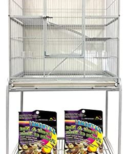 64" Extra Large Deluxe and Sturdy Wrought Iron 4-Tiers Tight 1/2-inch Bar Spacing for Ferret Chinchilla Sugar Glider Mice Rat Cage with Detachable Rolling Stand