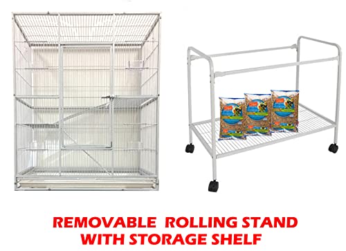 64" Extra Large Deluxe and Sturdy Wrought Iron 4-Tiers Tight 1/2-inch Bar Spacing for Ferret Chinchilla Sugar Glider Mice Rat Cage with Detachable Rolling Stand