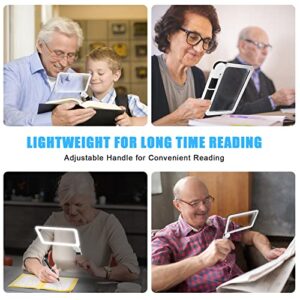 Arsir 7.3*4.4" Full-Page 5X Magnifying Glass for Reading, Large Folding Lighted Magnifier with 48 LED Lights (3Modes), Rectangular Handhold Magnify Lens Gifts for Seniors Reading Books, Prints -Black