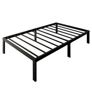 Mavesmog Twin Size Bed Frame,18 inch High Metal Platform，3500lbs Heavy Duty Base Bed,No Box Spring Needed,Sturdy Steel Slat Support Foundation,Non slip,Noise Free,Under Bed Storage,Easy Assembly,Black