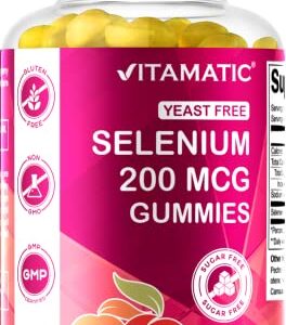 Vitamatic Yeast Free Selenium Gummies 200mcg as Selenomethionine Supplement Essential Trace Mineral with Superior Absorption 90 Pectin Based Gummies