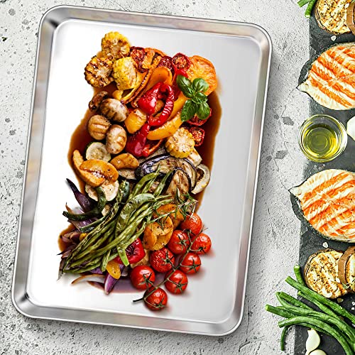 TeamFar Baking Sheet, 17.6’’ x 13’’ x 1’’ Stainless Steel Large Cookie Sheet Baking Tray Pan for Oven, Non-Toxic & Healthy, Rust Free & Heavy Duty, Mirror Finish & Dishwasher Safe