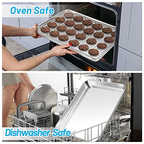 TeamFar Baking Sheet, 17.6’’ x 13’’ x 1’’ Stainless Steel Large Cookie Sheet Baking Tray Pan for Oven, Non-Toxic & Healthy, Rust Free & Heavy Duty, Mirror Finish & Dishwasher Safe