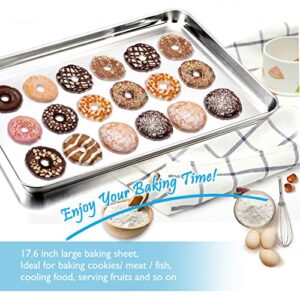 TeamFar Baking Sheet, 17.6’’ x 13’’ x 1’’ Stainless Steel Large Cookie Sheet Baking Tray Pan for Oven, Non-Toxic & Healthy, Rust Free & Heavy Duty, Mirror Finish & Dishwasher Safe