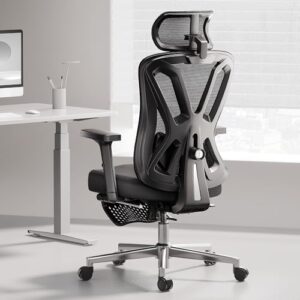 hbada ergonomic office chair, desk chair with adjustable lumbar support and height, comfortable mesh computer chair with footrest 2d headrest, swivel tilt function black