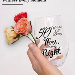 50th Wedding Anniversary - 50th Wedding Gifts for Dad, Mom, Husband, Wife, 50th Wedding Anniversary Decorations, 50th Gifts for Parents-Wine&Whiskey Glass Gift for Mr and Mrs,His and Hers18.5,13.8OZ