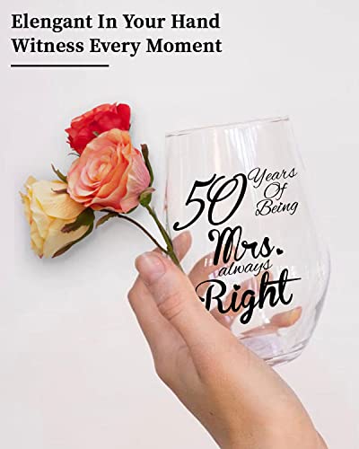 50th Wedding Anniversary - 50th Wedding Gifts for Dad, Mom, Husband, Wife, 50th Wedding Anniversary Decorations, 50th Gifts for Parents-Wine&Whiskey Glass Gift for Mr and Mrs,His and Hers18.5,13.8OZ