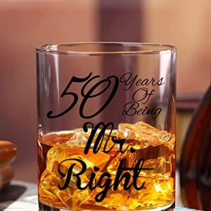 50th Wedding Anniversary - 50th Wedding Gifts for Dad, Mom, Husband, Wife, 50th Wedding Anniversary Decorations, 50th Gifts for Parents-Wine&Whiskey Glass Gift for Mr and Mrs,His and Hers18.5,13.8OZ