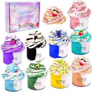 9 PCS Butter Slime Kits Strechy Non-Sticky and Glossy Slime,Scented Slime Mud,Butter Slime Stress Relief Toy for Girls and Boys Birthday Gifts