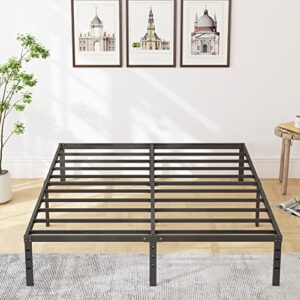 HOBINCHE 18 Inch Metal King Size Bed Frame No Box Spring Needed - Easy Assembly Heavy Duty Noise Free Narrow Bedframes - Double Black Basic Anti Squeak Steel Slats Platform with Storage