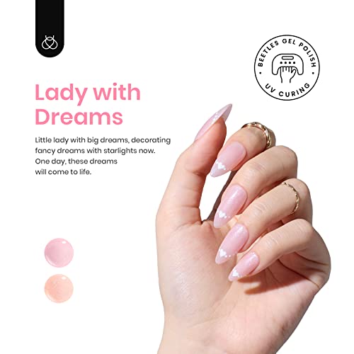 beetles Gel Polish 6 Pcs Jelly Shimmer Giltter Nails Lady with Dreams Collection Transparent Pink Biege Gel Nail Art Soak Off Nail Uv Lamp Needed Diy Neutral Nail Art Manicure