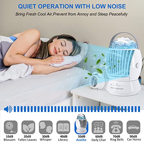 ‎Azoiito Portable Air Conditioner Fan with Remote Control,Personal Evaporative Air Cooler with 3 Wind Speed& 3 Spray Mode,120° Oscillation Cooling Fan with Humidifier for Room,Office,Desk,Bedroom