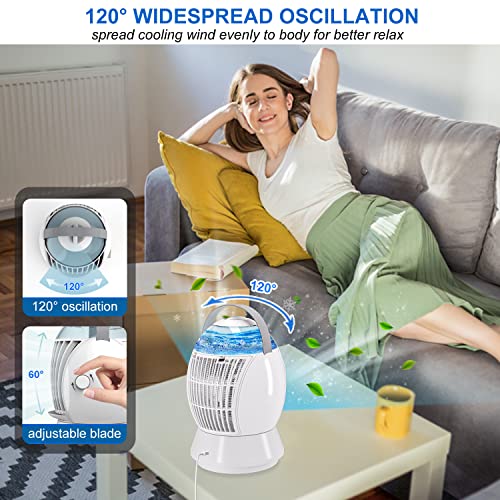 ‎Azoiito Portable Air Conditioner Fan with Remote Control,Personal Evaporative Air Cooler with 3 Wind Speed& 3 Spray Mode,120° Oscillation Cooling Fan with Humidifier for Room,Office,Desk,Bedroom