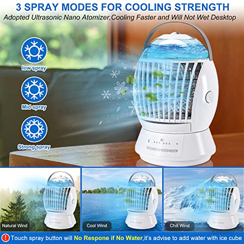 ‎Azoiito Portable Air Conditioner Fan with Remote Control,Personal Evaporative Air Cooler with 3 Wind Speed& 3 Spray Mode,120° Oscillation Cooling Fan with Humidifier for Room,Office,Desk,Bedroom