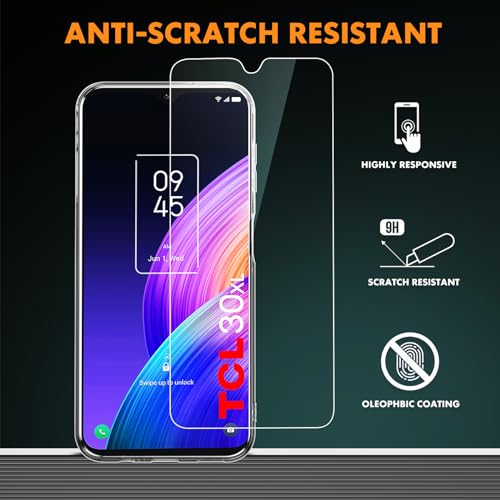 Dioxide Compatible for TCL 30XL Case with Screen Protector, Full Body Protection Case Transparent Silicone Bumpers Shockproof Case for TCL 30XL