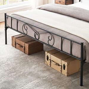 Amyove King Bed Frame Platform with Headboard and Footboard Metal Bed Mattress Foundation with Storage No Box Spring Needed Black