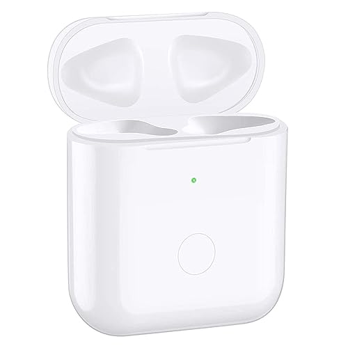 Airpod Charging Case,Wireless Airpod Replacement Charging Case Compatible with AirPods 1&2,Airpod Charger Case Only,450 mAH Airpod Battery Replacement with Bluetooth Pairing Sync Button,Cool White