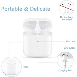 Airpod Charging Case,Wireless Airpod Replacement Charging Case Compatible with AirPods 1&2,Airpod Charger Case Only,450 mAH Airpod Battery Replacement with Bluetooth Pairing Sync Button,Cool White