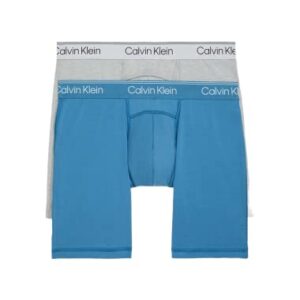 Calvin Klein Men's Active 2-Pack Boxer Brief-Amazon Exclusive, Midnight, Athletic Grey Heather, Large