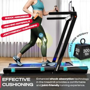 Sportstech 2 in 1 Treadmill + Walking Pad, Slim Portable Under Desk for Home & Office, Remote Control & Tablet Holder, Heart Rate LED Pulse, Fitness Live Workout App, Compact Folding, No Installation