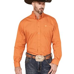 Cinch Western Shirt Mens L/S Zig-Zag Print Button XL Orange MTW1105475