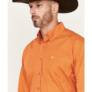 Cinch Western Shirt Mens L/S Zig-Zag Print Button XL Orange MTW1105475