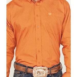 Cinch Western Shirt Mens L/S Zig-Zag Print Button XL Orange MTW1105475