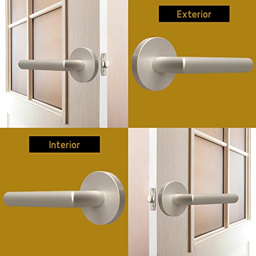 Mega Handles Passage I Lever Door Lock Handle Set for Hallway, Closet and Bathroom I Keyless Door Lock I Heavy Duty Design I Fits All Standard Door Sizes I Screws Included - Satin Nickel (1 Pack)