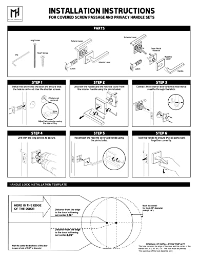 Mega Handles Passage I Lever Door Lock Handle Set for Hallway, Closet and Bathroom I Keyless Door Lock I Heavy Duty Design I Fits All Standard Door Sizes I Screws Included - Satin Nickel (1 Pack)